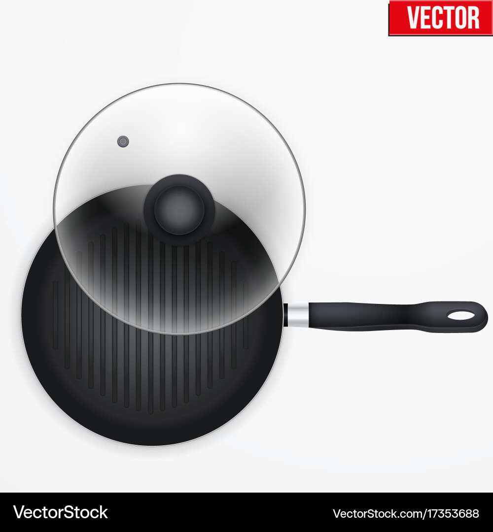 Classic metal black grill pan Royalty Free Vector Image
