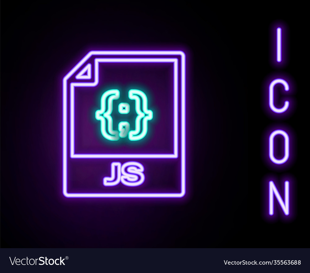 Glowing neon line js file document download js Vector Image