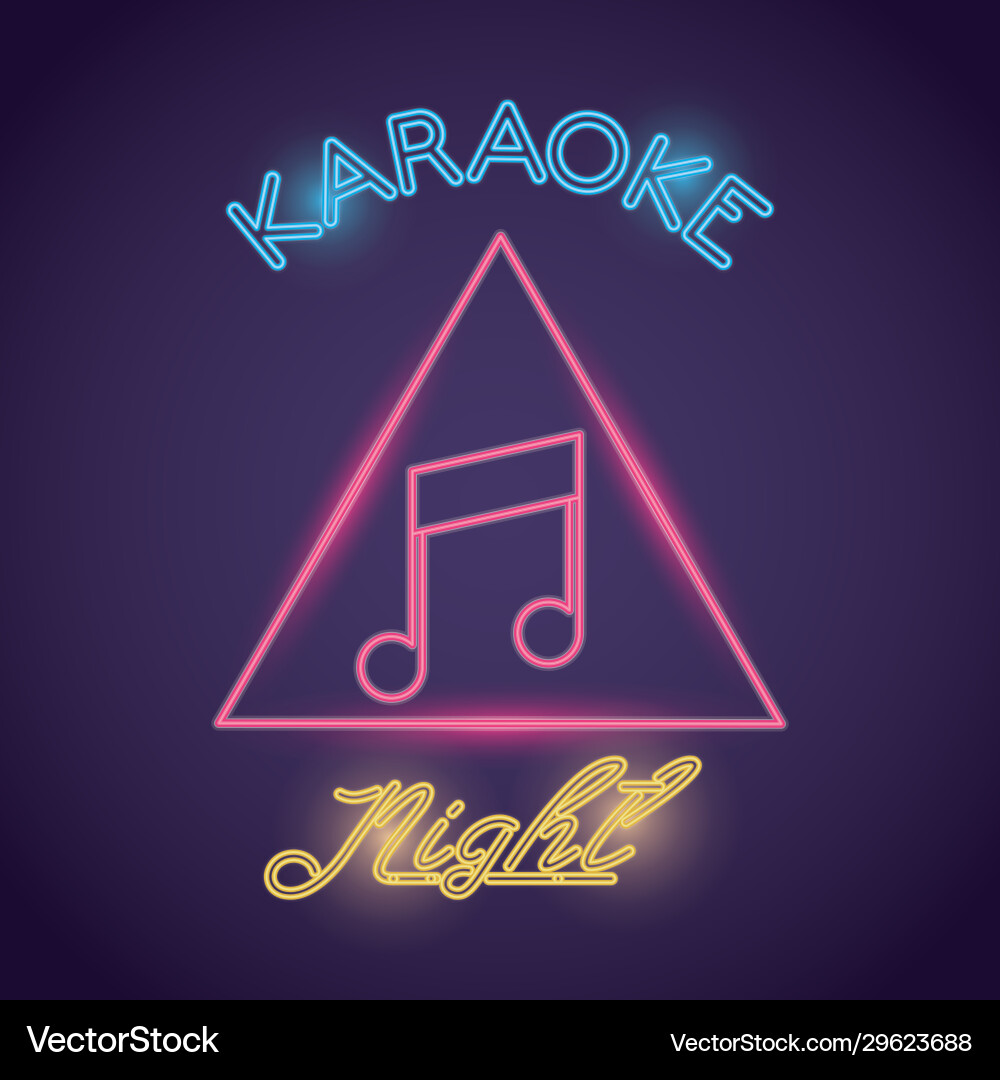 Karaoke night word calligraphy with music note Vector Image
