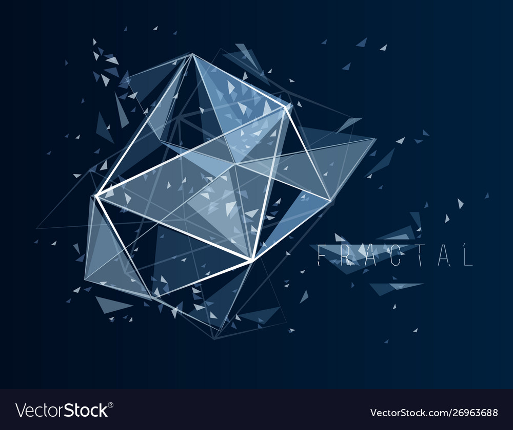 Mesh Object Fractal Design With Connected Lines Vector Image