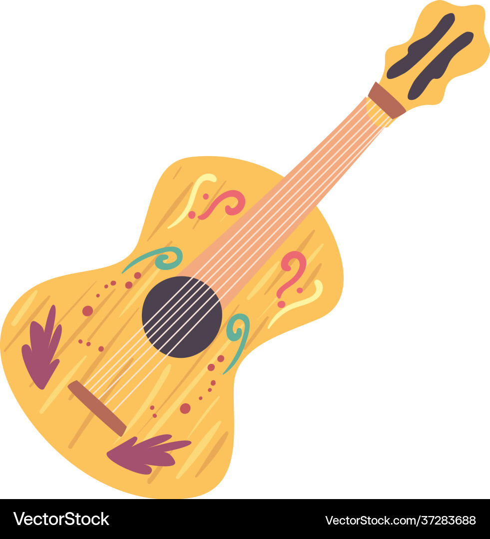 Mexican guitar instrument Royalty Free Vector Image