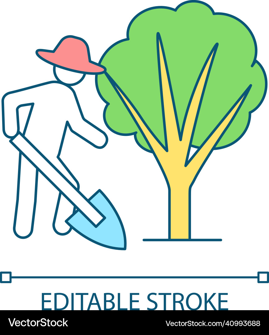 Plant trees rgb color icon Royalty Free Vector Image