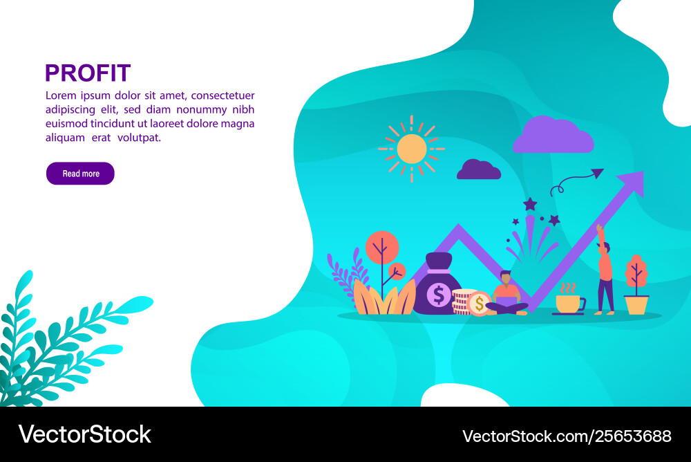 Profit concept with character template for banner Vector Image