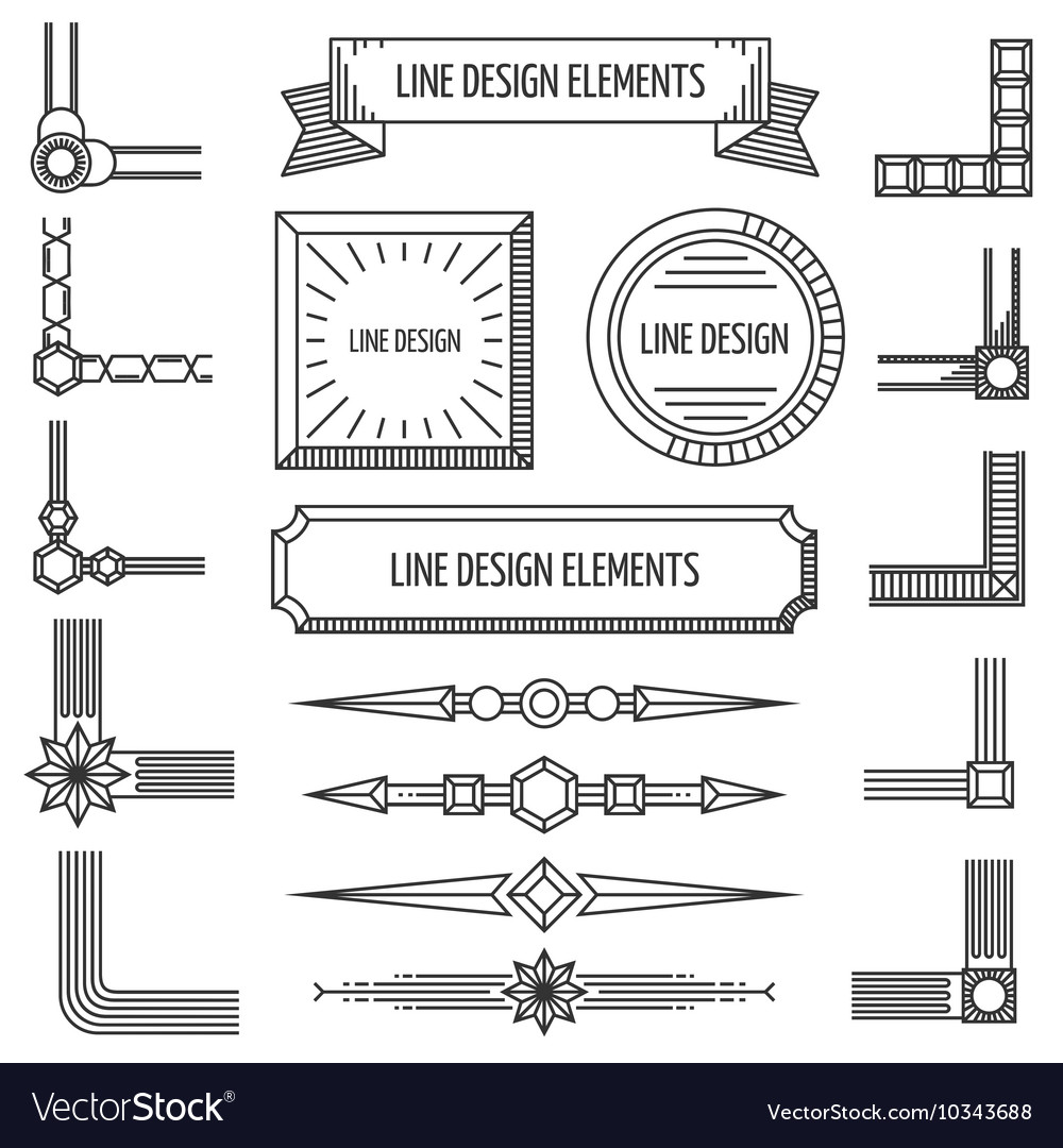 Retro linear outline design elements frames Vector Image
