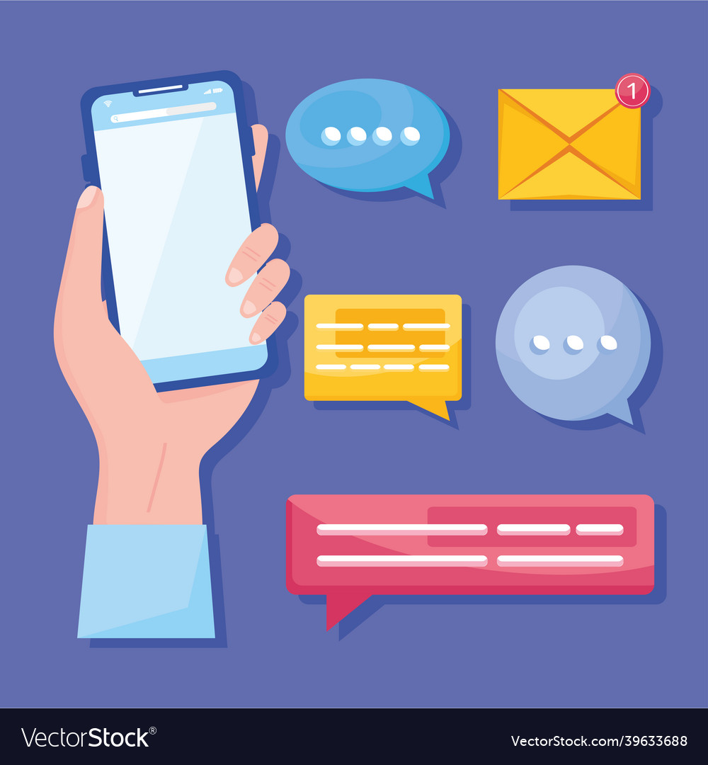 Six messaging communication icons Royalty Free Vector Image
