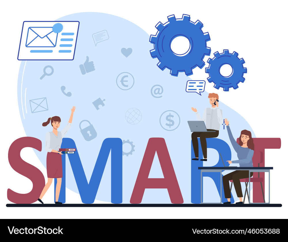 Teamwork concept with smart business people Vector Image
