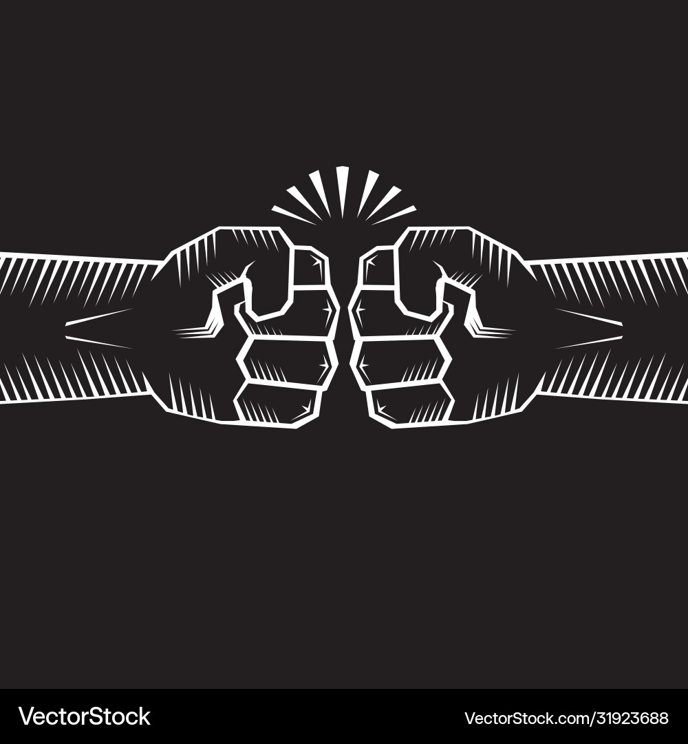 Two clenched fists bumping conflict protest Vector Image