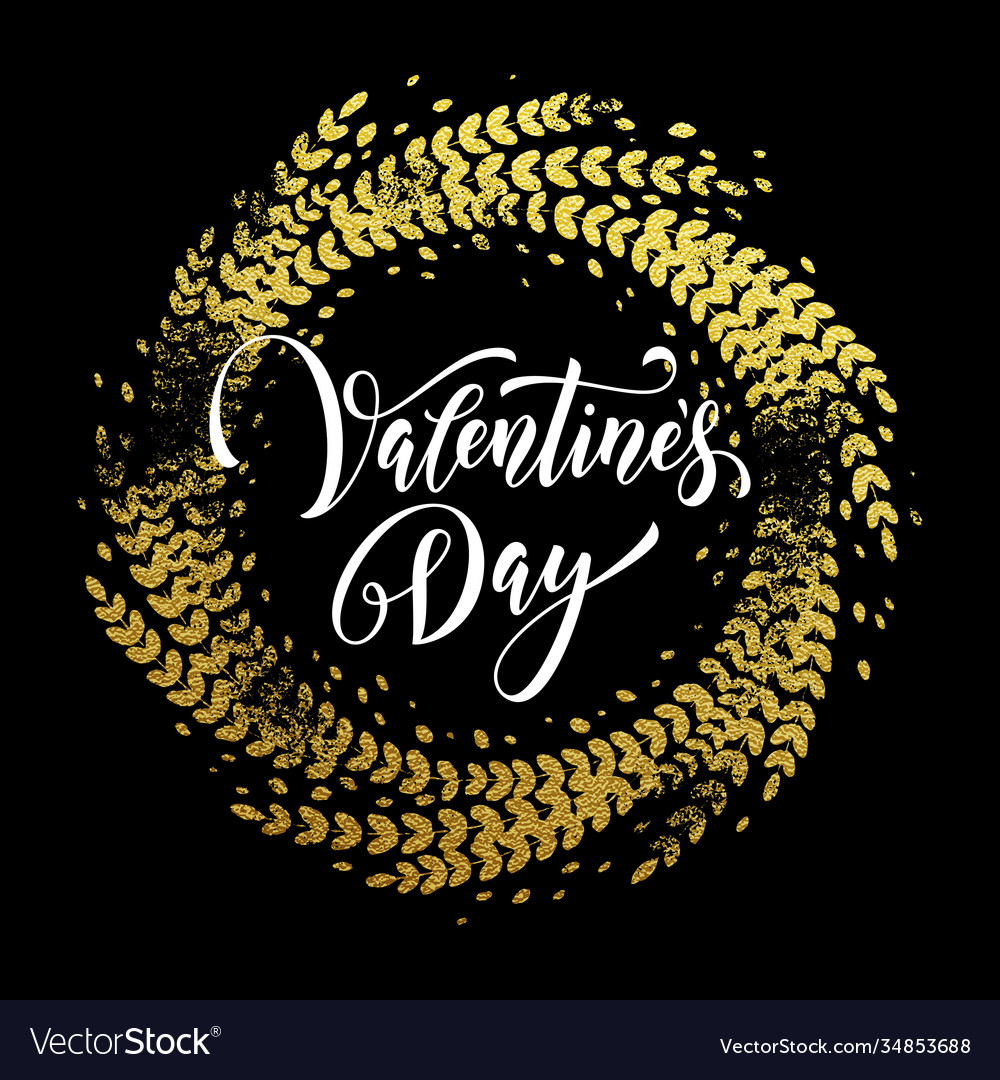 Valentine day gold love heart glitter greeting Vector Image