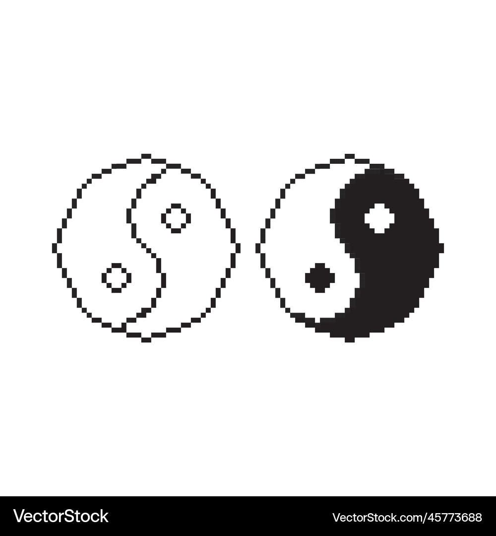 Yin and yang pixel art 8 bit icon Royalty Free Vector Image
