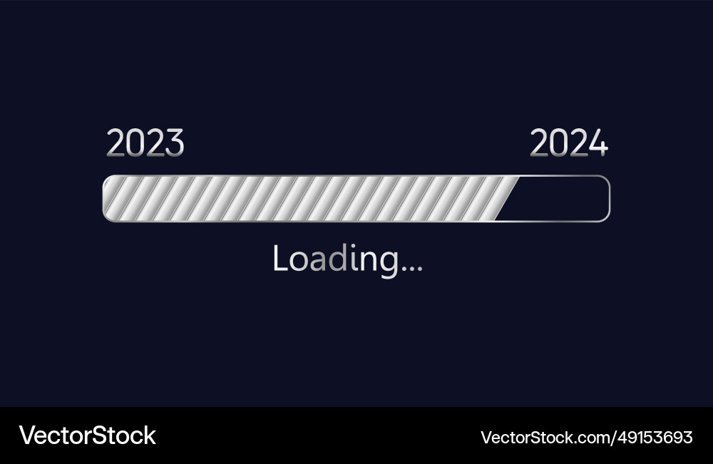 2024 happy new year silver loading progress bar Vector Image