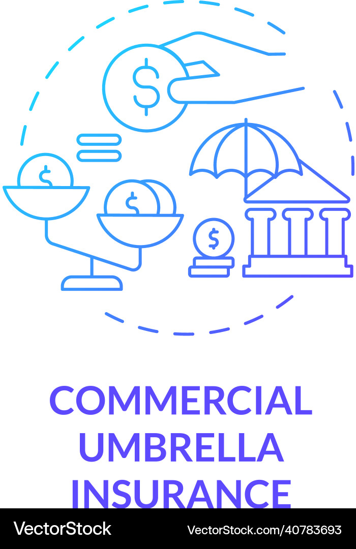 Commercial umbrella insurance blue gradient Vector Image