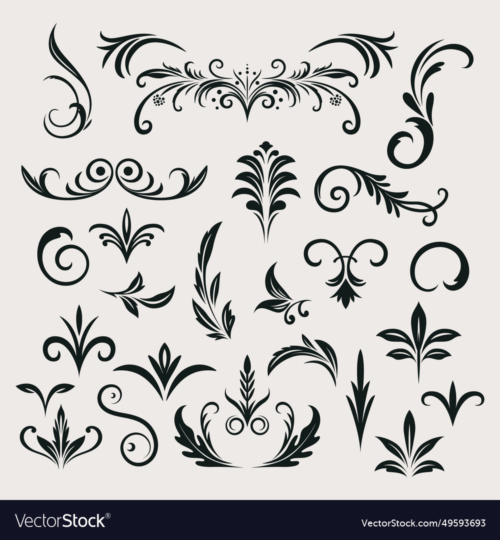 Decorative felegree ornament set ventage Vector Image