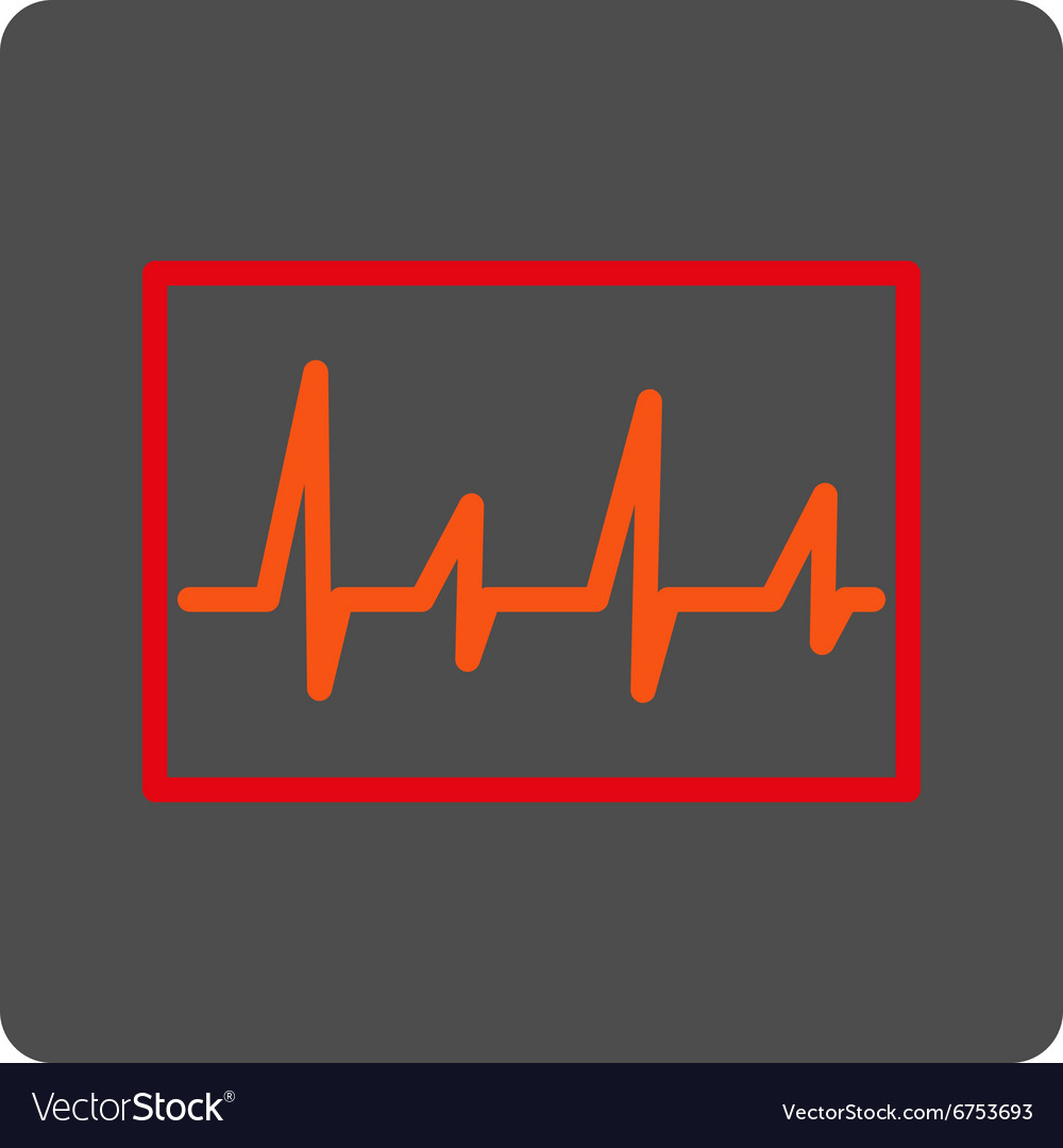Ecg rounded square button Royalty Free Vector Image
