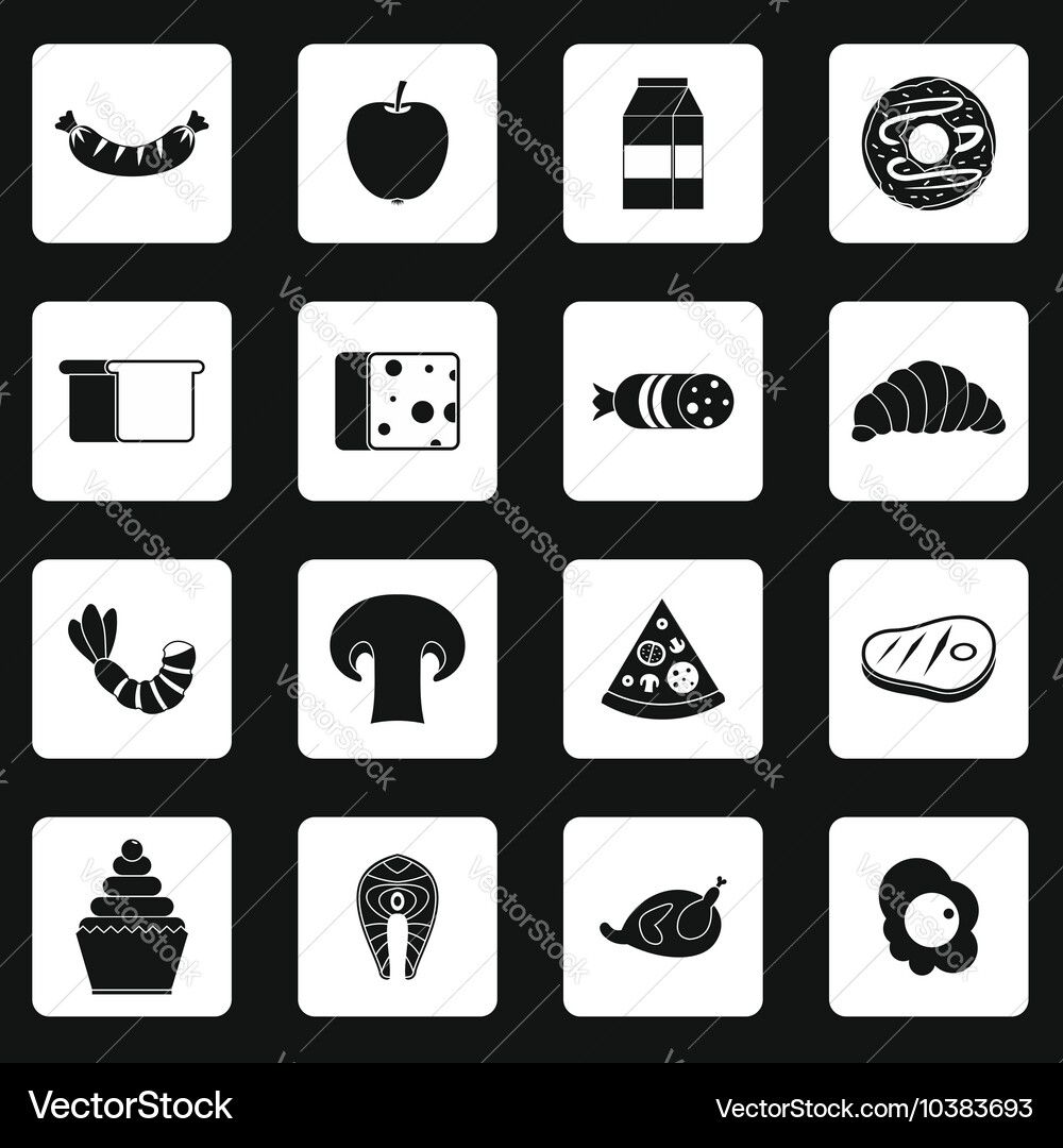 Food icons set simple style Royalty Free Vector Image