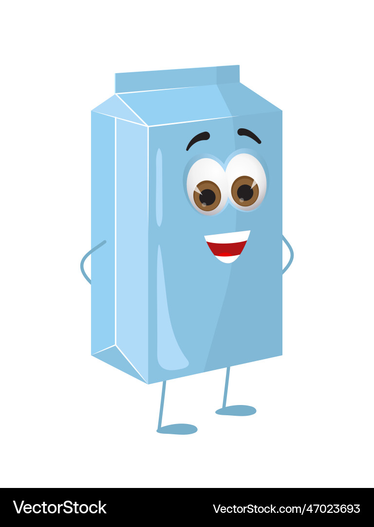 Funny milk package with eyes on white background Vector Image