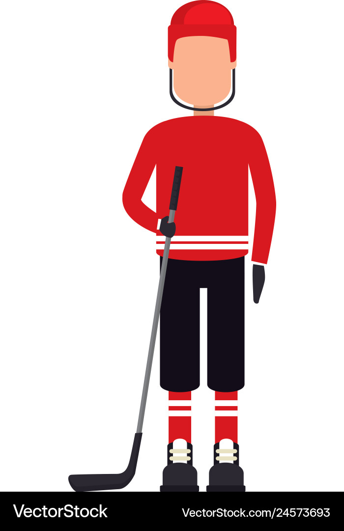 Hockey player with stick avatar character Vector Image