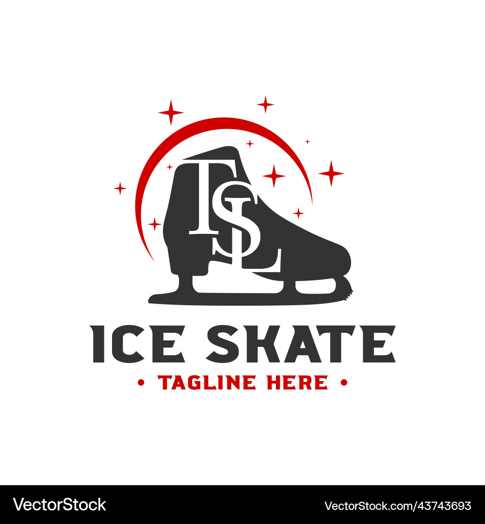 Ice Skate Logo Profil Untuk Blue Ice Skating Rink