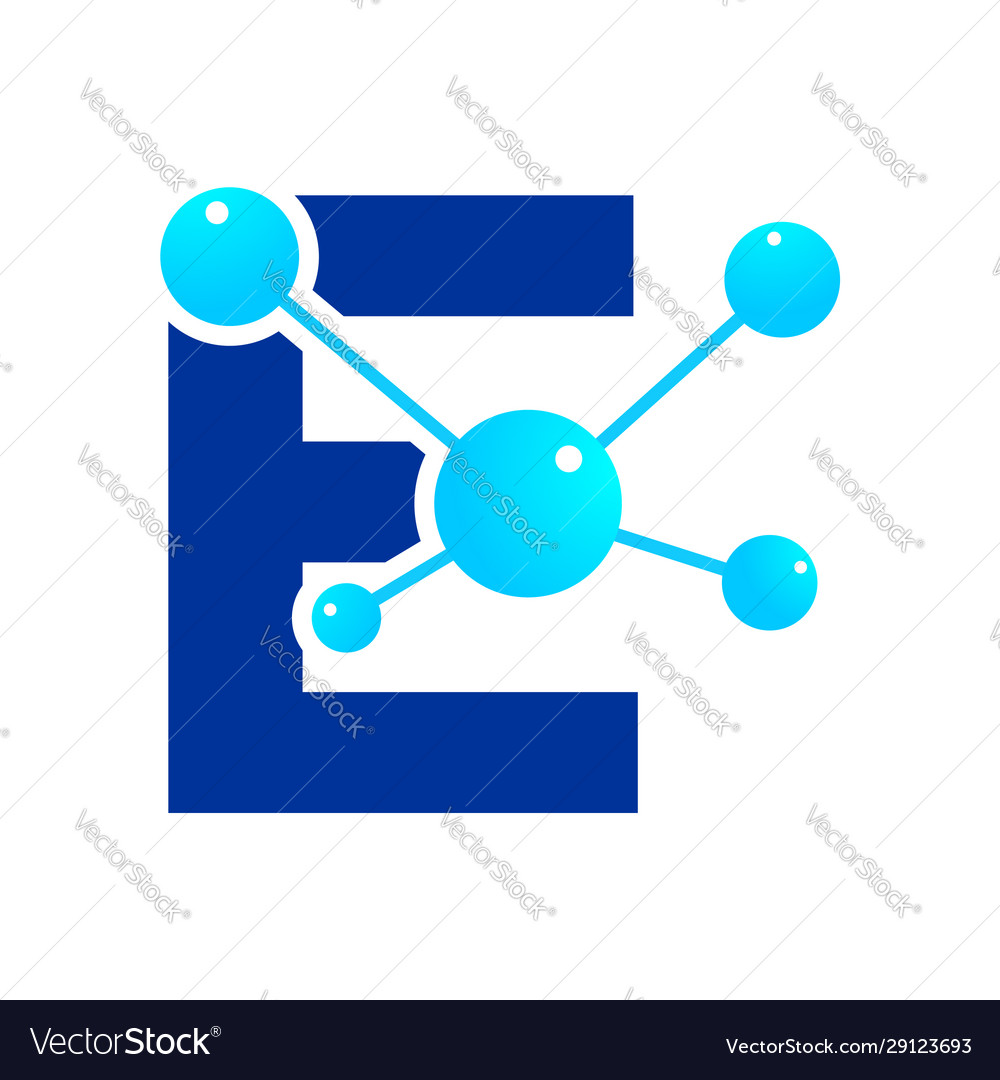 Initial letter e molecule logo Royalty Free Vector Image