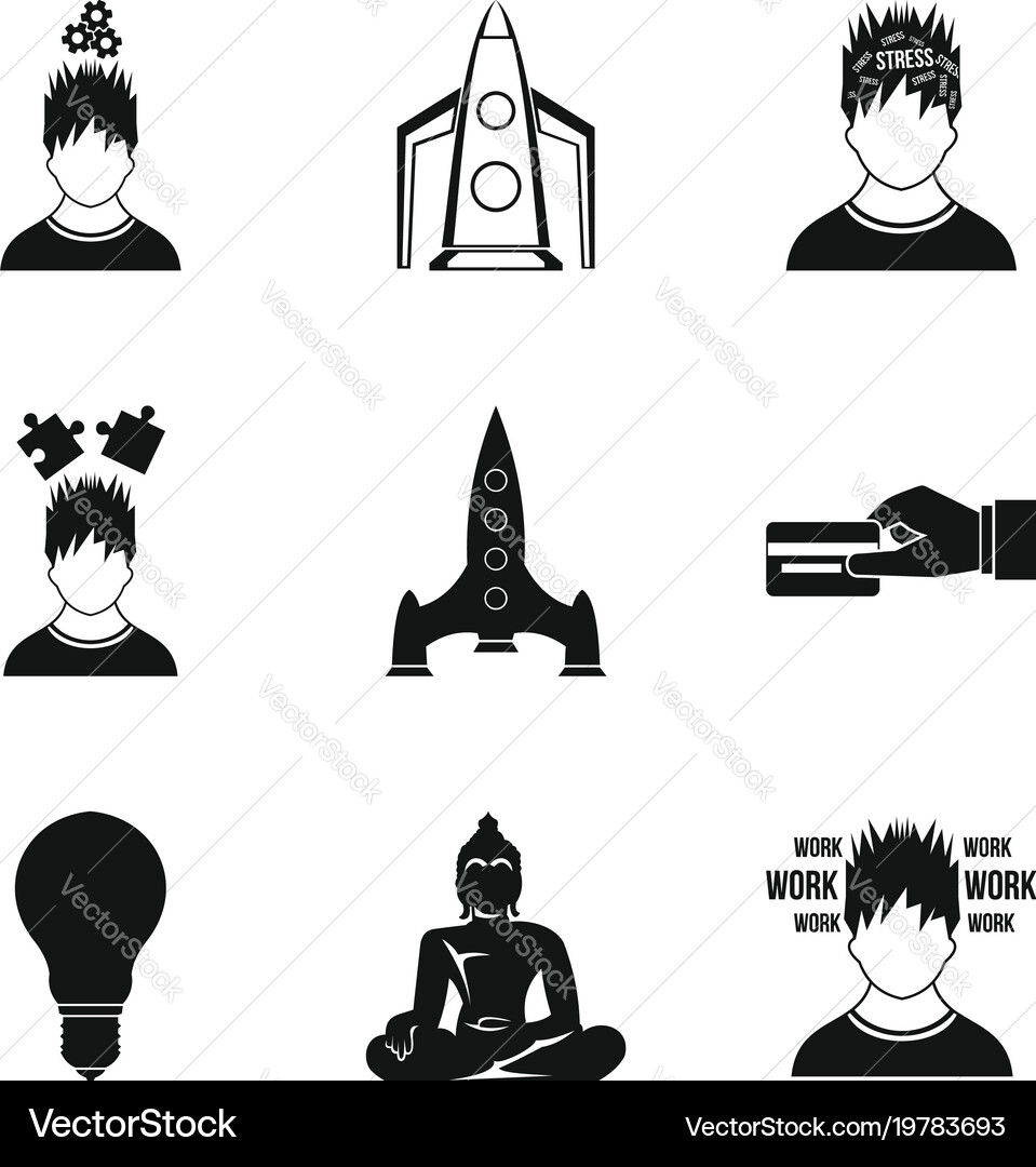 Leadership role icons set simple style Royalty Free Vector