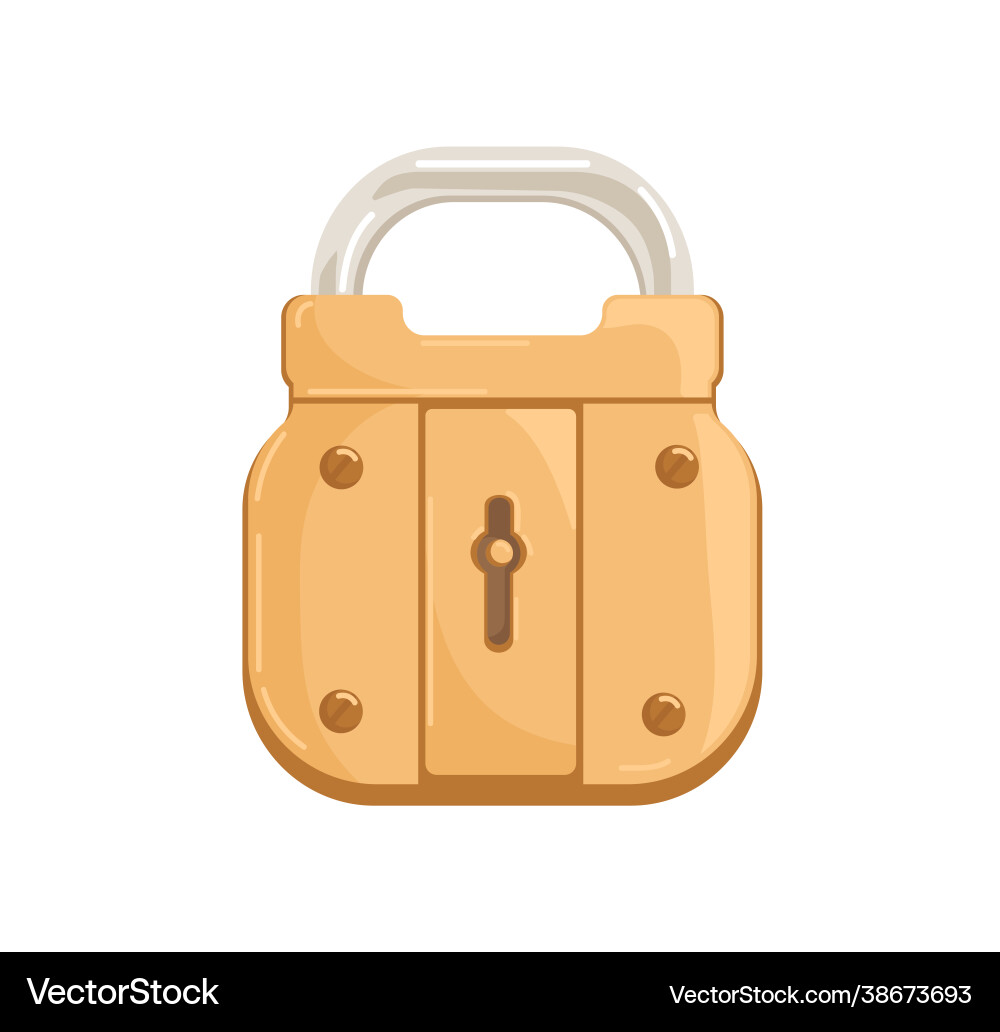 Locked hanging bronze padlock with closed shackle Vector Image