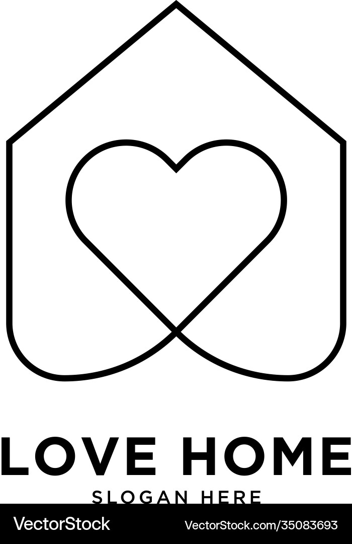 Love home logo simple line template Royalty Free Vector