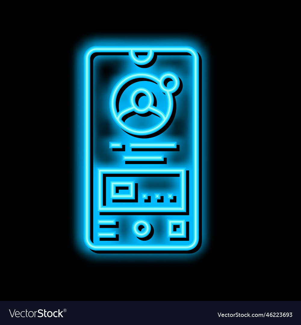 Mobile application neon glow icon Royalty Free Vector Image