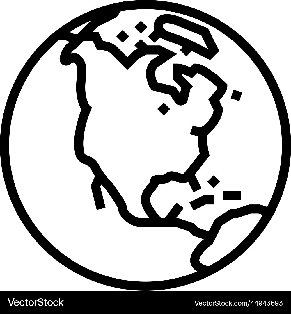 North america earth planet map line icon Vector Image