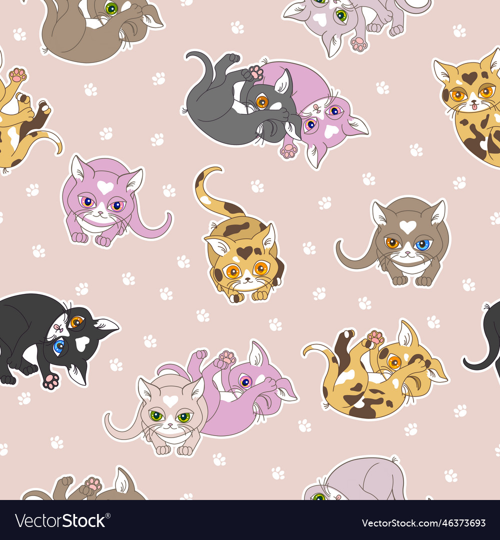 Pattern cute cats Royalty Free Vector Image - VectorStock
