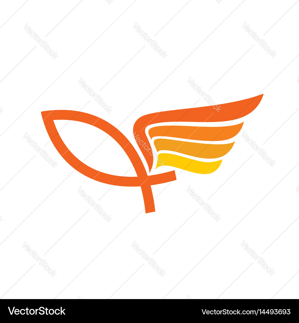 Symbol of fish and wing Royalty Free Vector Image