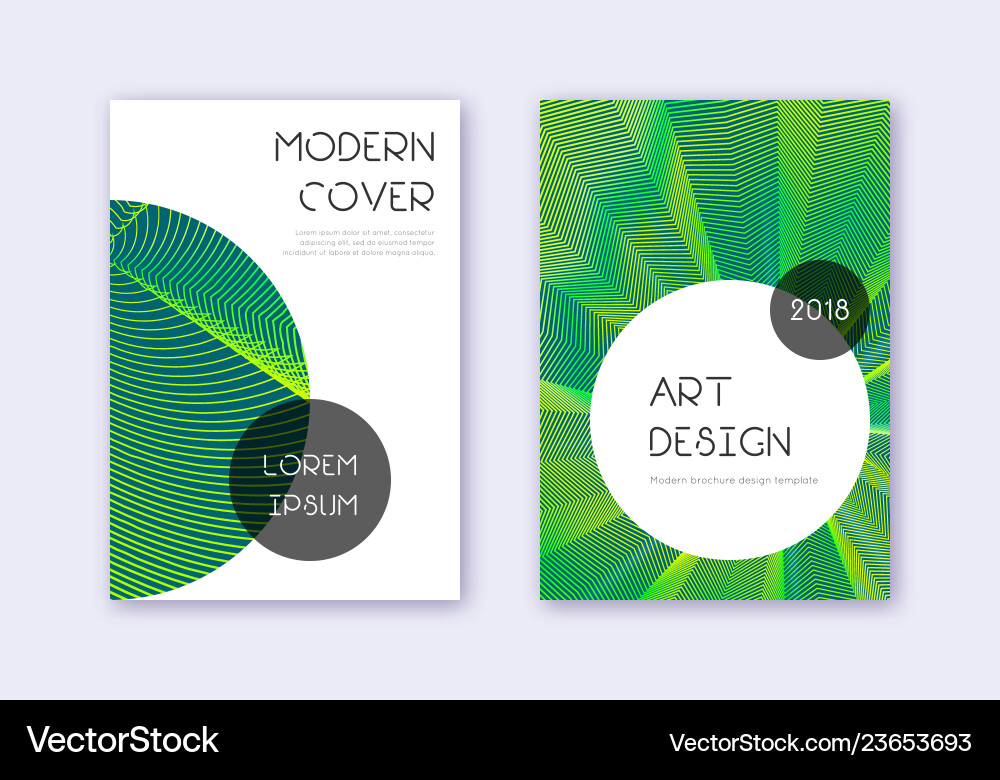 Trendy cover design template set green abstract l Vector Image