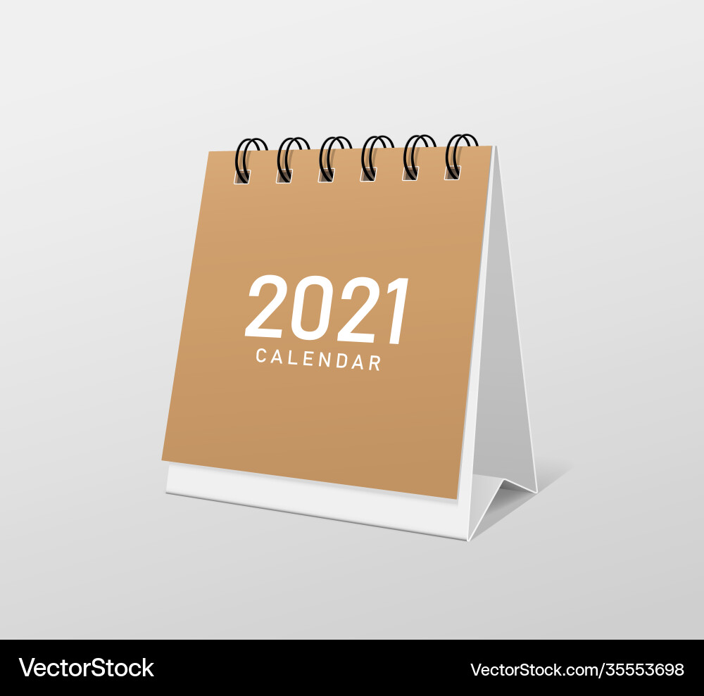 2021 calendar brown paper template design Vector Image
