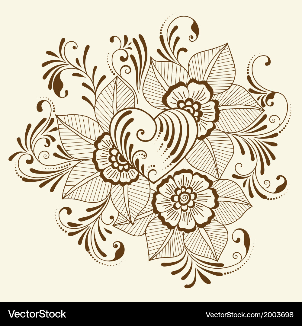 Abstract floral elements in indian mehndi style Vector Image