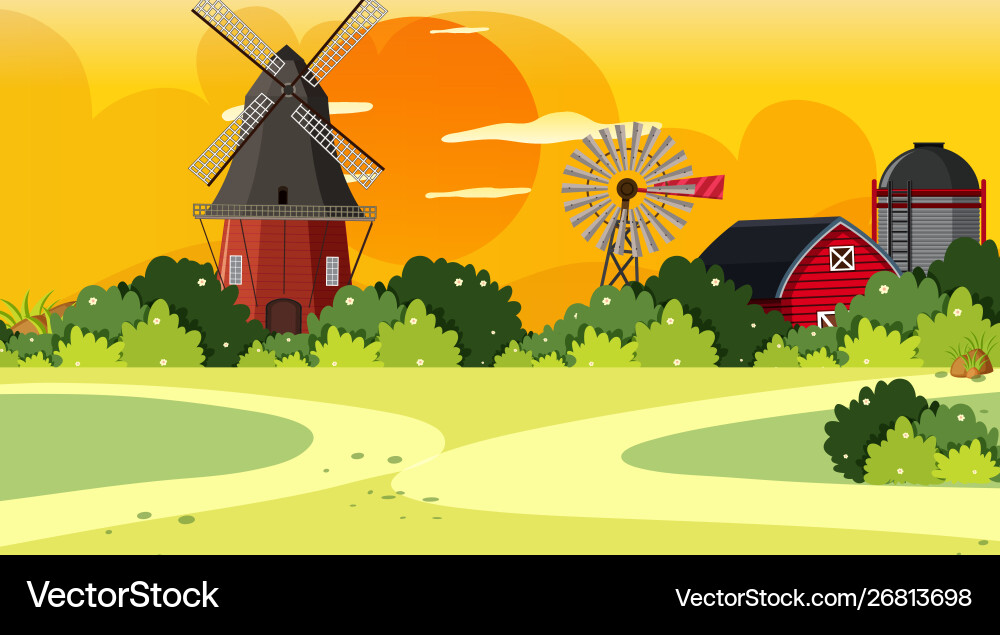 An outdoor scene with farm Royalty Free Vector Image