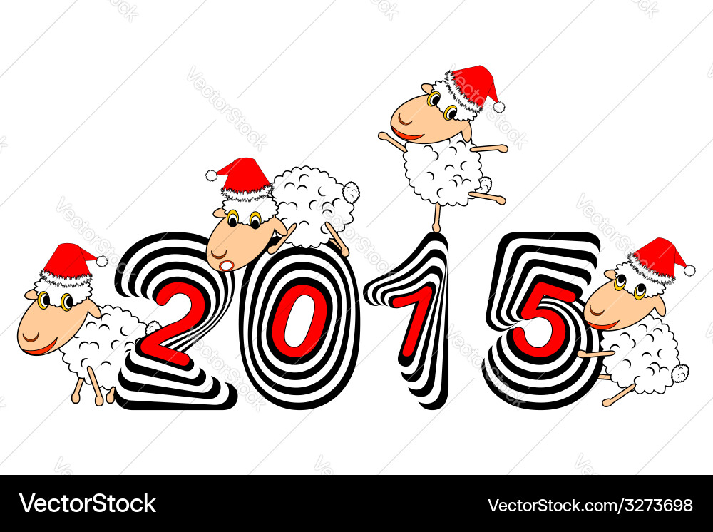 Funny Christmas cartoon sheep Royalty Free Vector Image