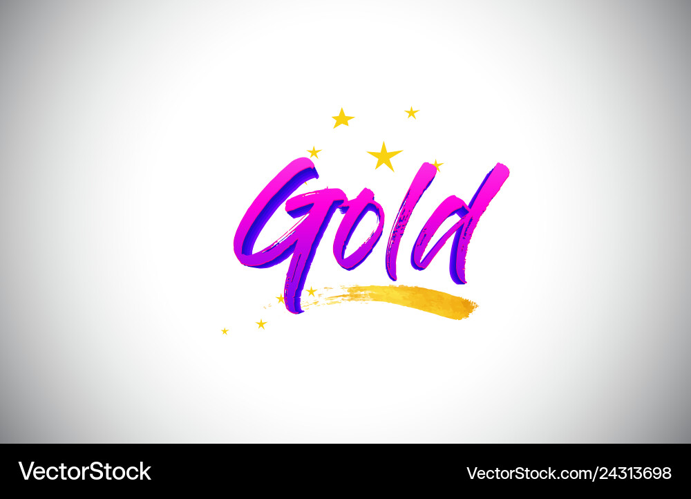 Gold purple violet word text with handwritten Vector Image