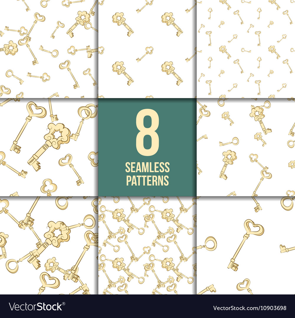 Seamless keys pattern set Royalty Free Vector Image