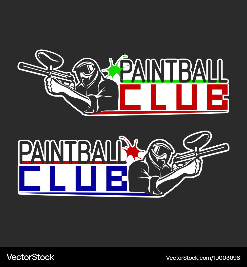 Set of monochrome paintball logos emblems Vector Image