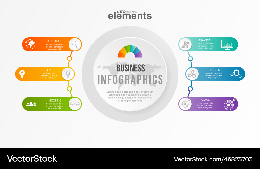 Business infographic circle shape six option Vector Image