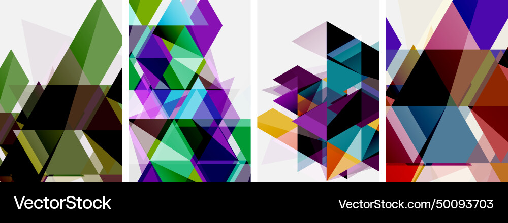 Colorful bright triangles with various colors and Vector Image