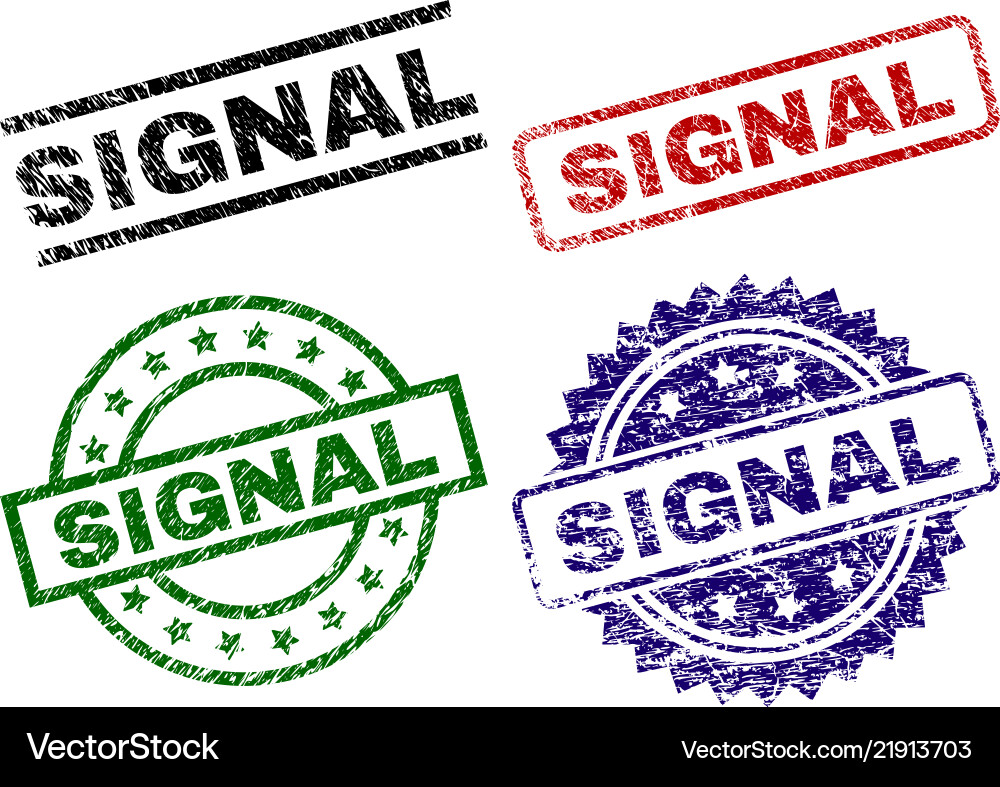 Damaged textured signal stamp seals Royalty Free Vector
