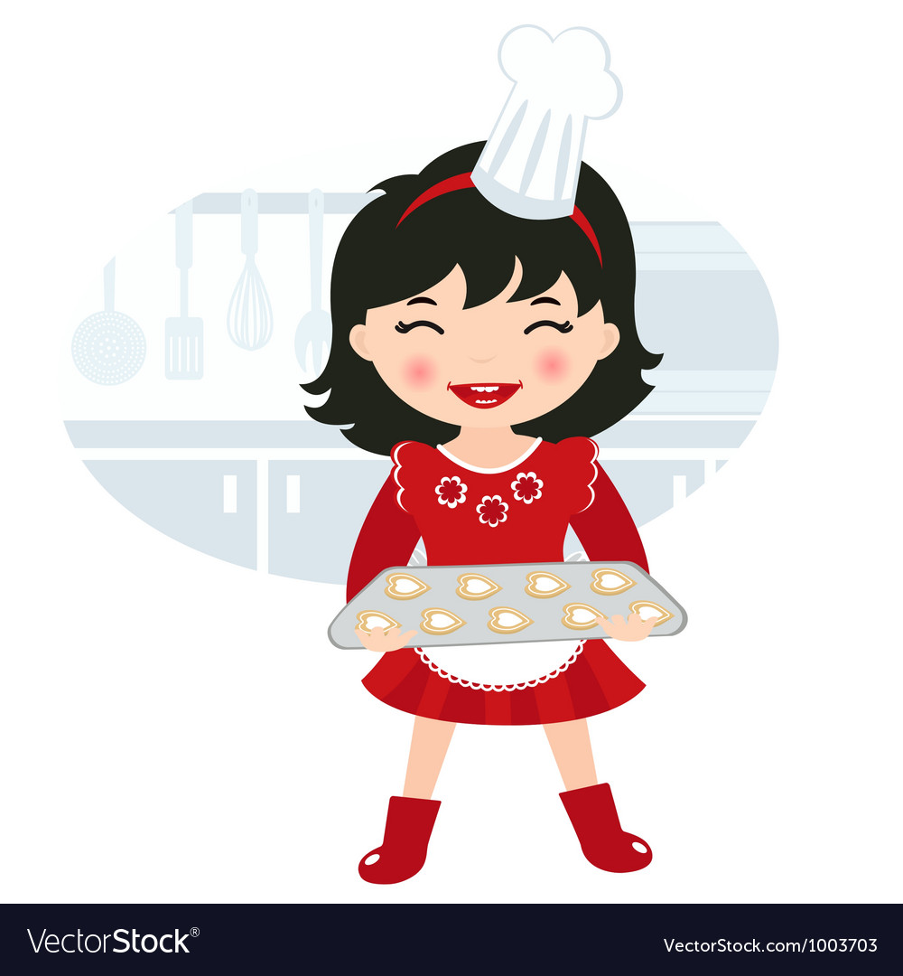 Girl Baking Cookies Royalty Free Vector Image Vectorstock