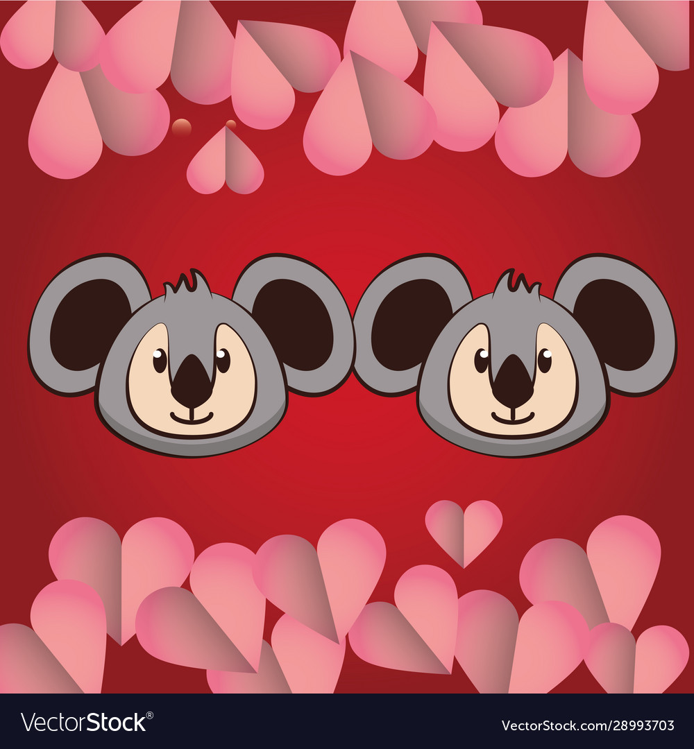 Happy valentines day card with cute koalas couple Vector Image