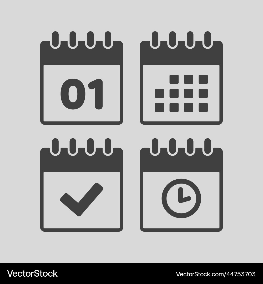 Icon calendar number 1 agenda app timer done Vector Image