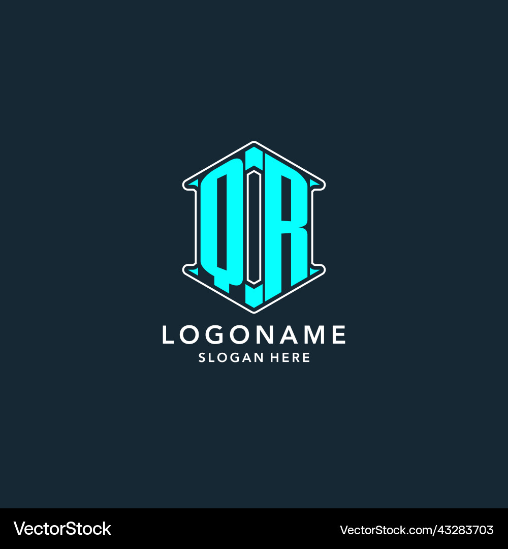 Letter qr logo with hexagon shape geometric style Vector Image