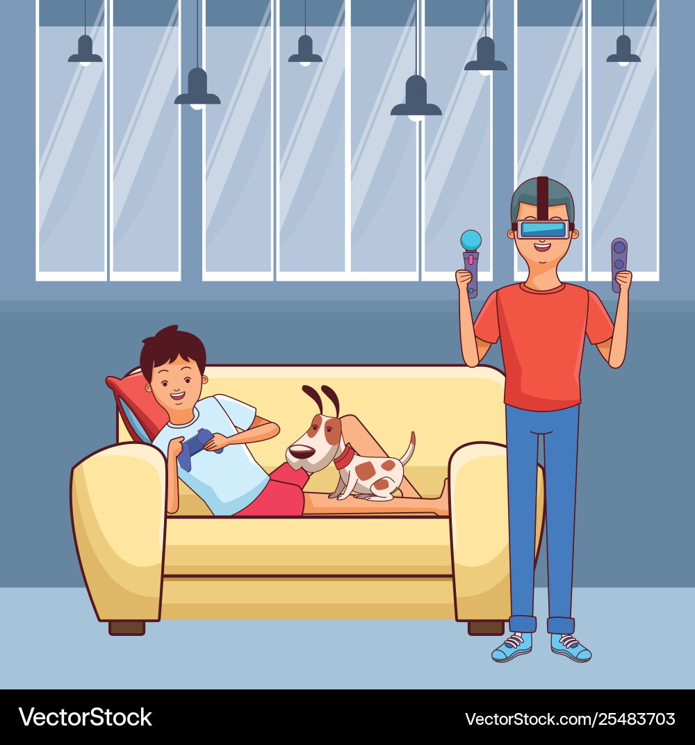 Millennials and videogames cartoons in black Vector Image