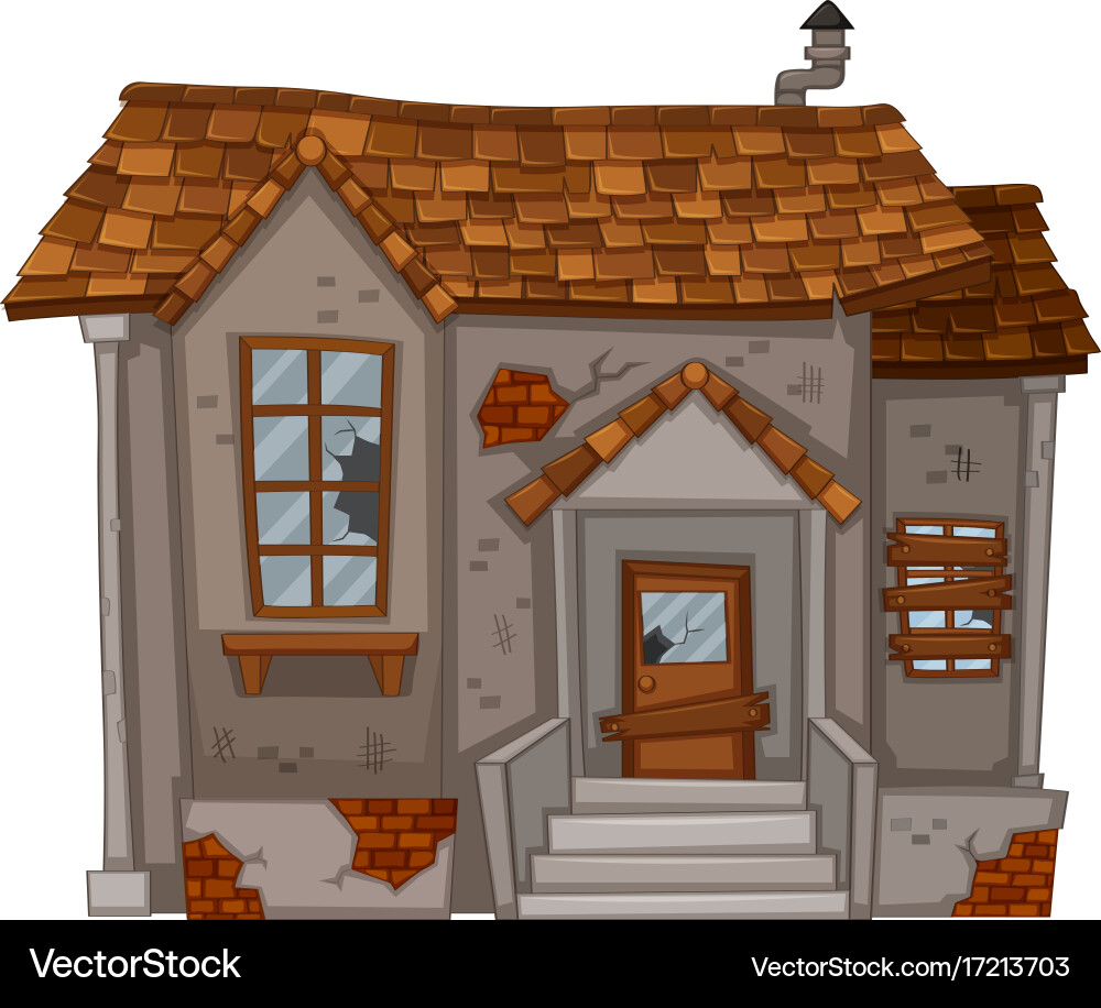 Old house with ruined walls Royalty Free Vector Image