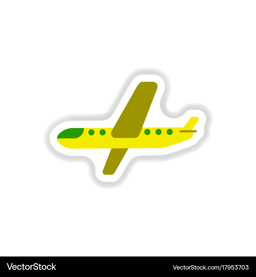 Paper sticker on white background airplane Vector Image