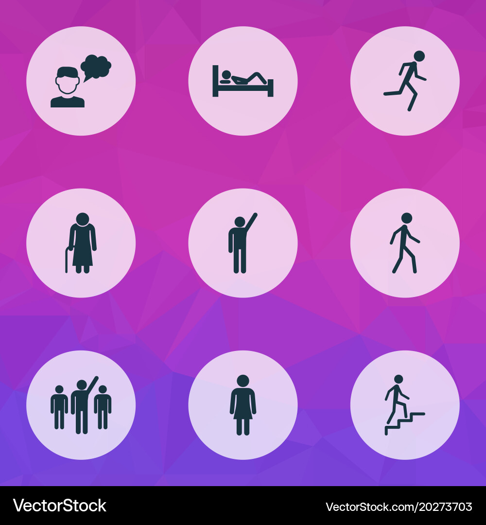 People icons set with leader walking thinker Vector Image