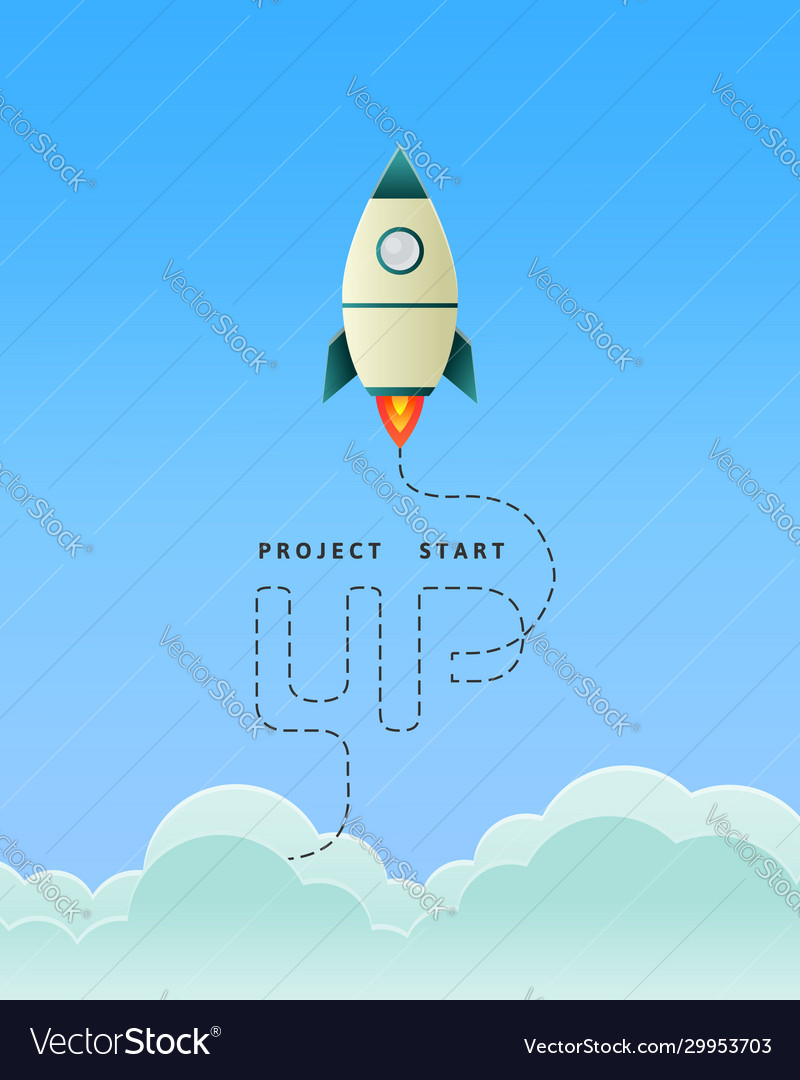 Project start up with rocket Royalty Free Vector Image