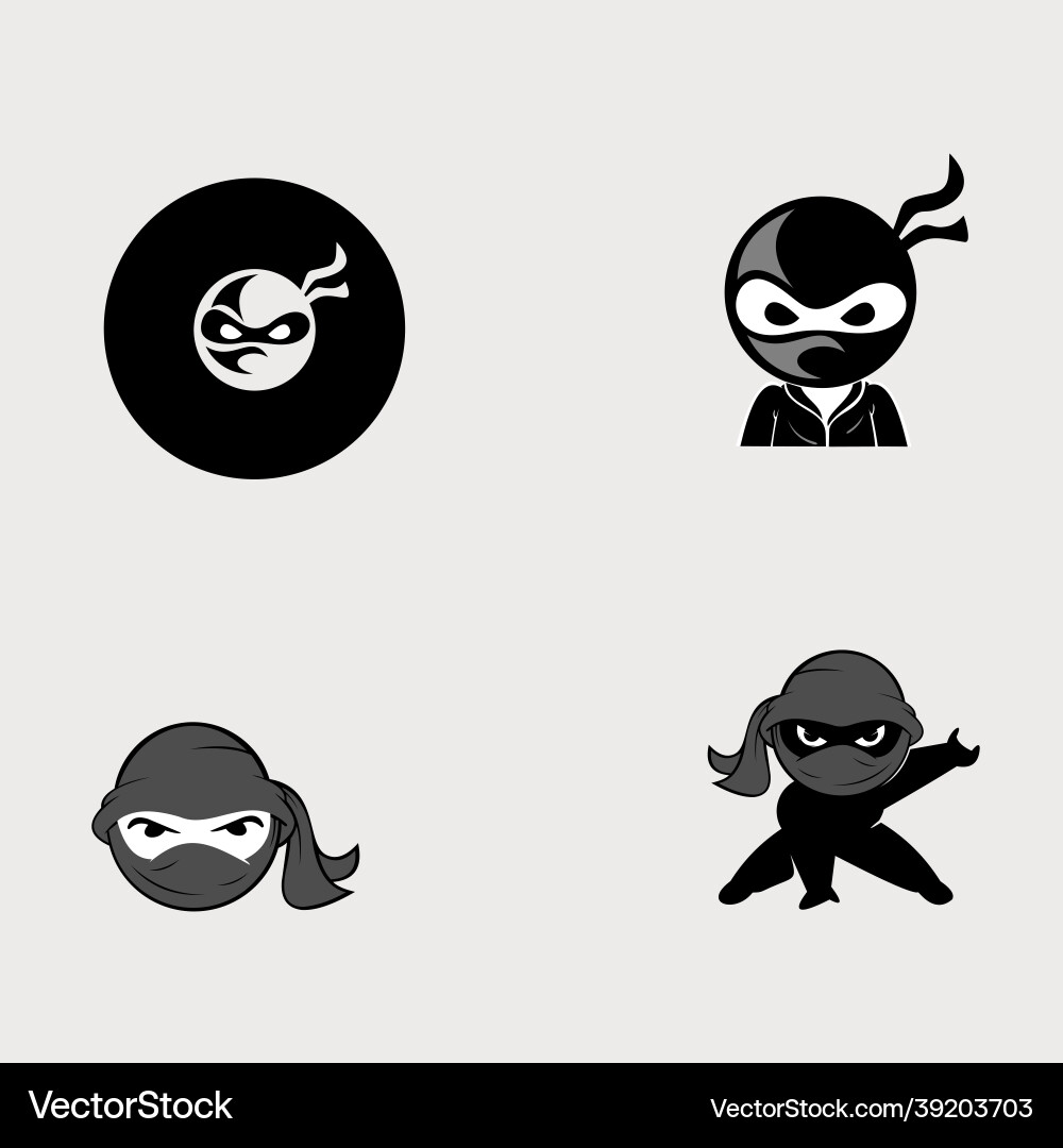 Set of cute ninjas ninja logo Royalty Free Vector Image